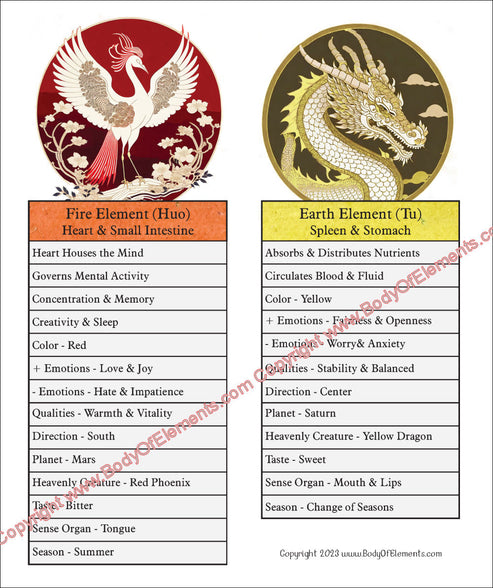 Five Elements Characteristics Cosmology Poster – Body of Elements